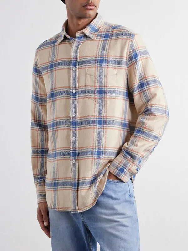 Portuguese Flannel Serena Checked Cotton-flannel Shirt - Blue
