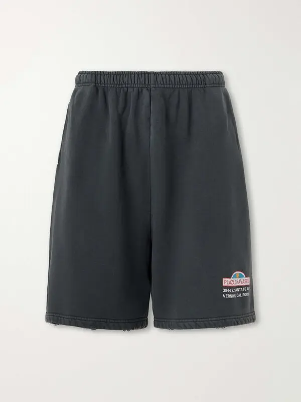 WILLY CHAVARRIA Straight-leg Printed Cotton-jersey Shorts