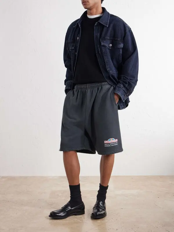 WILLY CHAVARRIA Straight-leg Printed Cotton-jersey Shorts