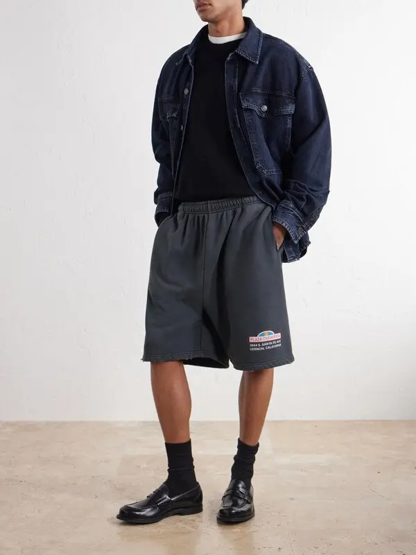 WILLY CHAVARRIA Straight-leg Printed Cotton-jersey Shorts