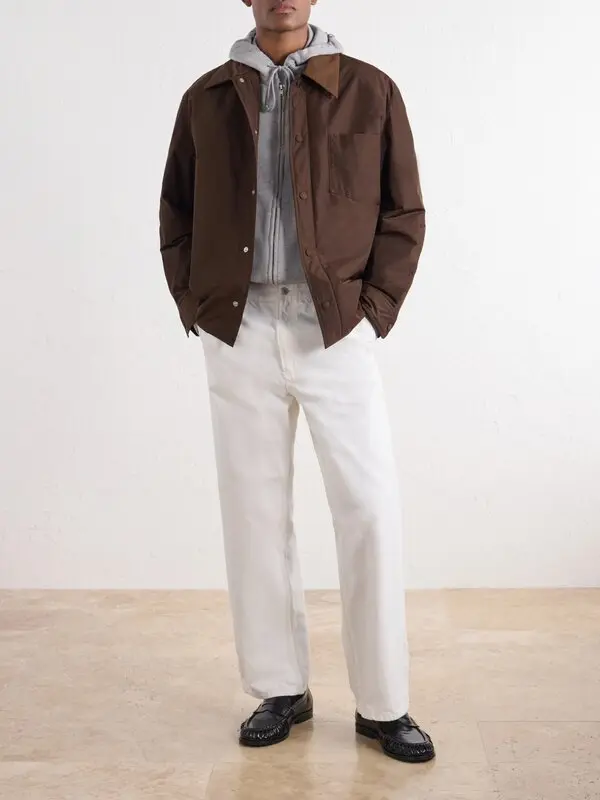 AMI Paris Logo-embroidered Padded Canvas Overshirt - Brown