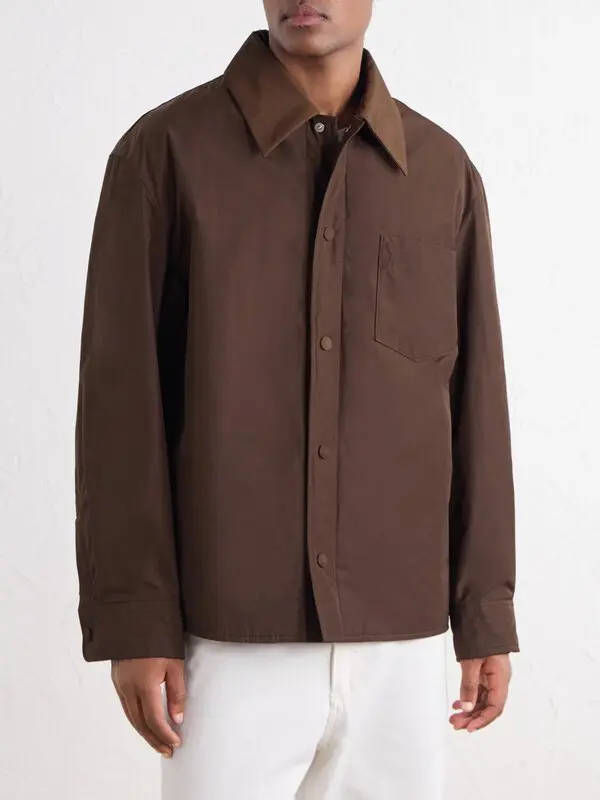 AMI Paris Logo-embroidered Padded Canvas Overshirt - Brown