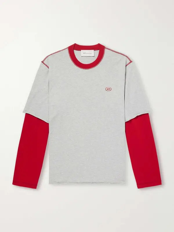 AMI Paris Logo-appliqued Cotton-jersey T-shirt