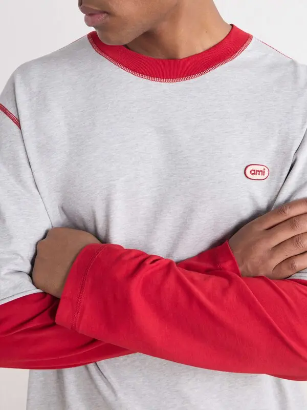 AMI Paris Logo-appliqued Cotton-jersey T-shirt
