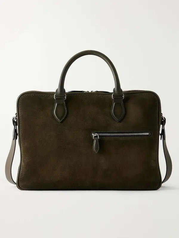 Berluti F088 Leather-trimmed Suede Briefcase