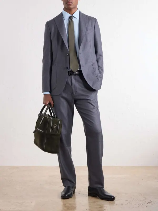 Berluti F088 Leather-trimmed Suede Briefcase
