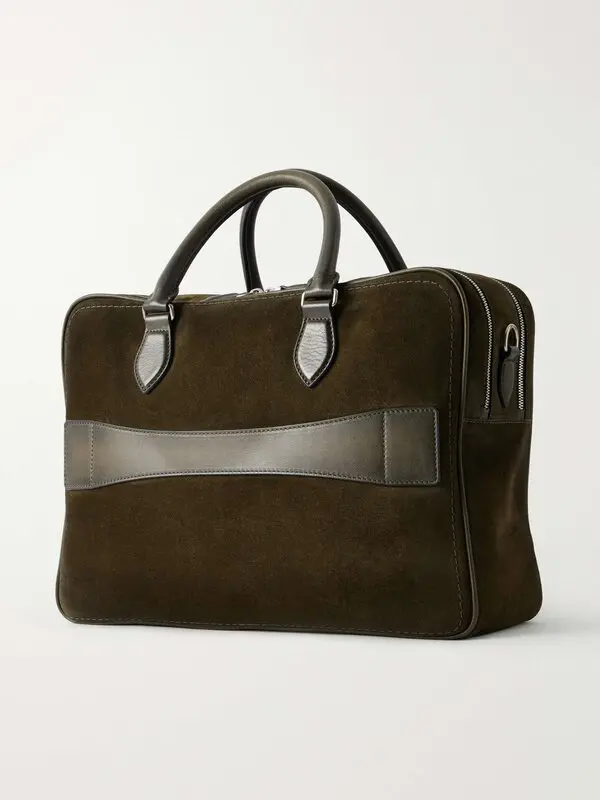 Berluti F088 Leather-trimmed Suede Briefcase