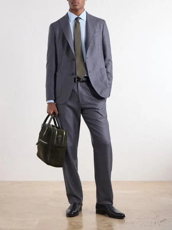 Berluti F088 Leather-trimmed Suede Briefcase