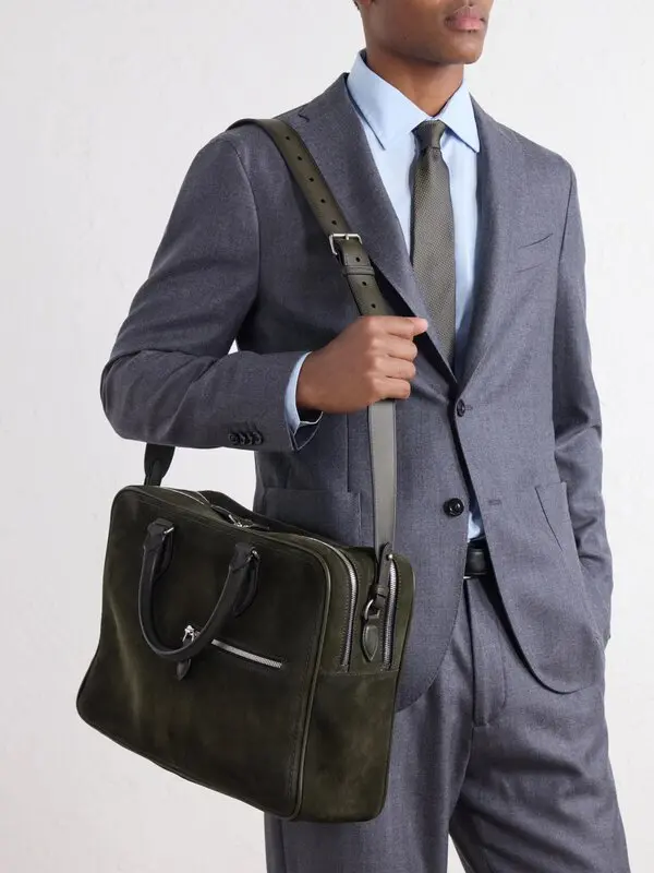 Berluti F088 Leather-trimmed Suede Briefcase