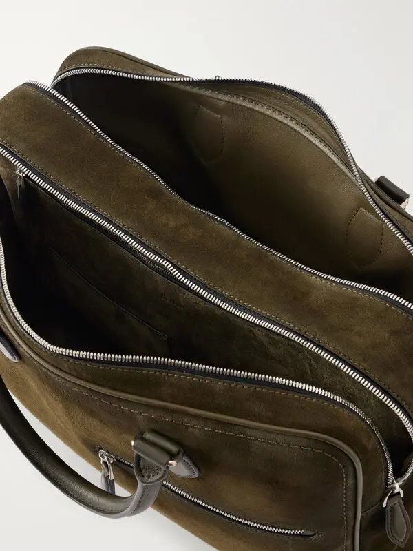 Berluti F088 Leather-trimmed Suede Briefcase