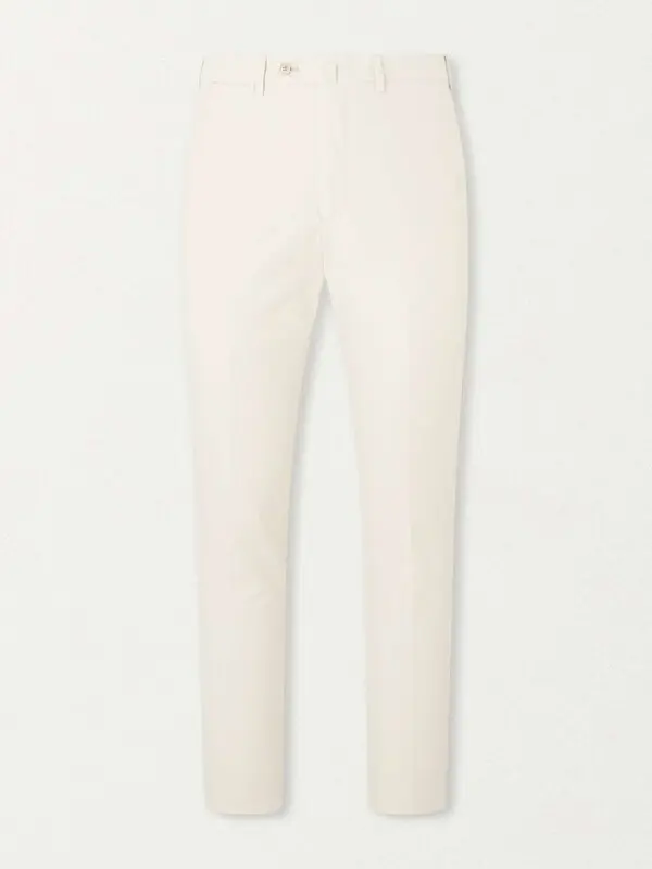 DE PETRILLO Tapered Cotton And Silk-blend Twill Trousers