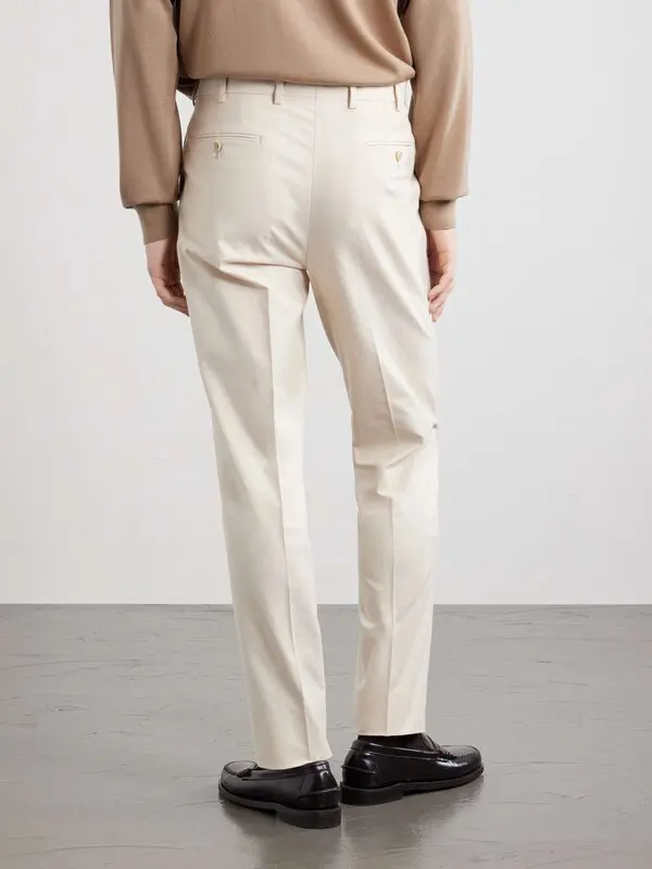 DE PETRILLO Tapered Cotton And Silk-blend Twill Trousers