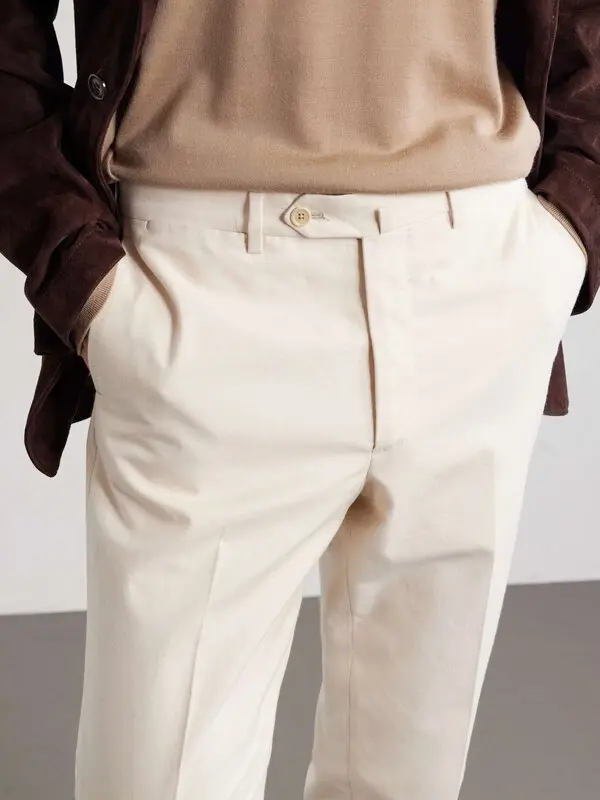 DE PETRILLO Tapered Cotton And Silk-blend Twill Trousers
