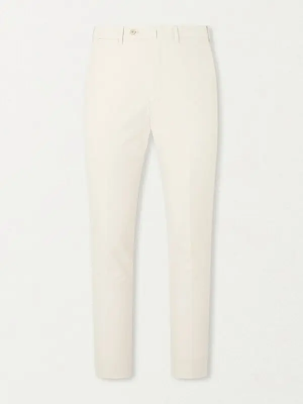 DE PETRILLO Tapered Cotton And Silk-blend Twill Trousers