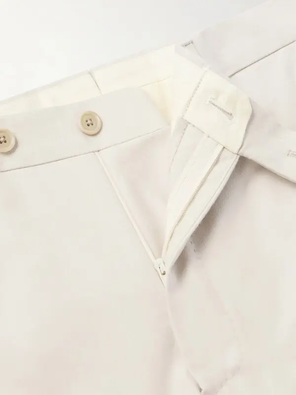 DE PETRILLO Tapered Cotton And Silk-blend Twill Trousers