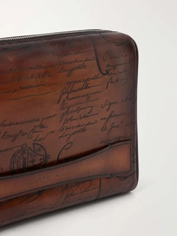 Berluti Rosewood Scritto Venezia Leather Pouch