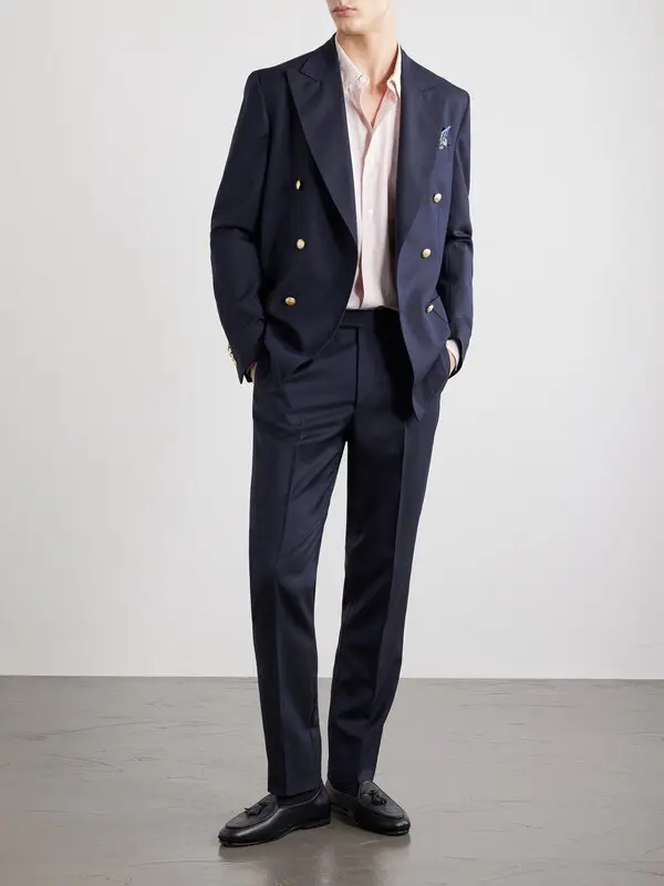 DE PETRILLO Tapered Virgin Wool Suit Trousers