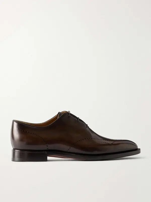 Berluti Alessandro Ajoure Leather Oxford Shoes - Dark Brown
