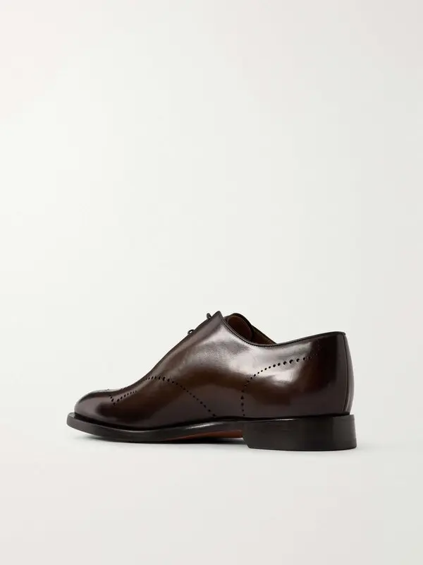 Berluti Alessandro Ajoure Leather Oxford Shoes - Dark Brown