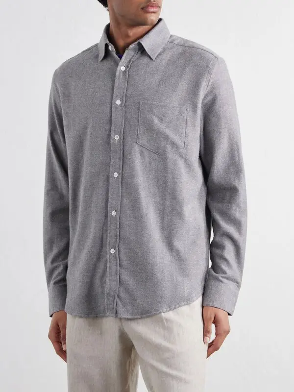 Portuguese Flannel Espiga Herringbone Cotton-flannel Shirt - Gray