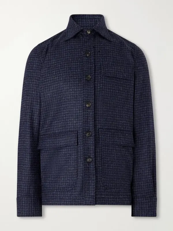 DE PETRILLO Houndstooth Virgin Wool Overshirt