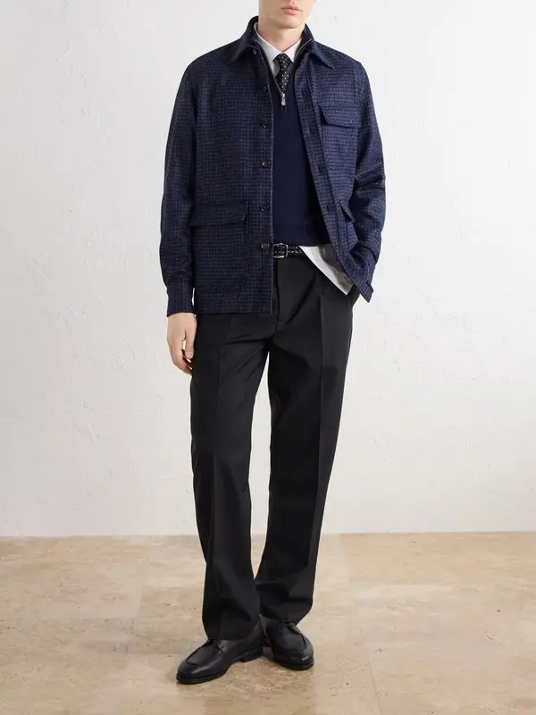 DE PETRILLO Houndstooth Virgin Wool Overshirt