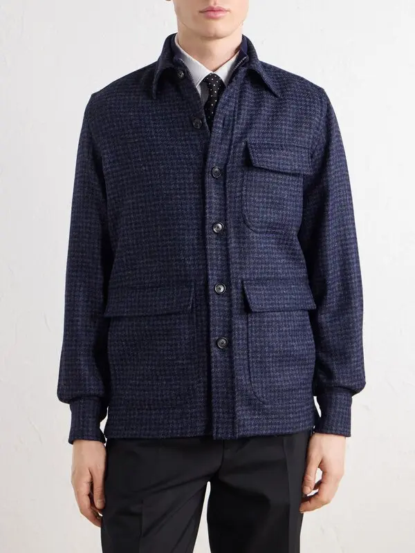 DE PETRILLO Houndstooth Virgin Wool Overshirt