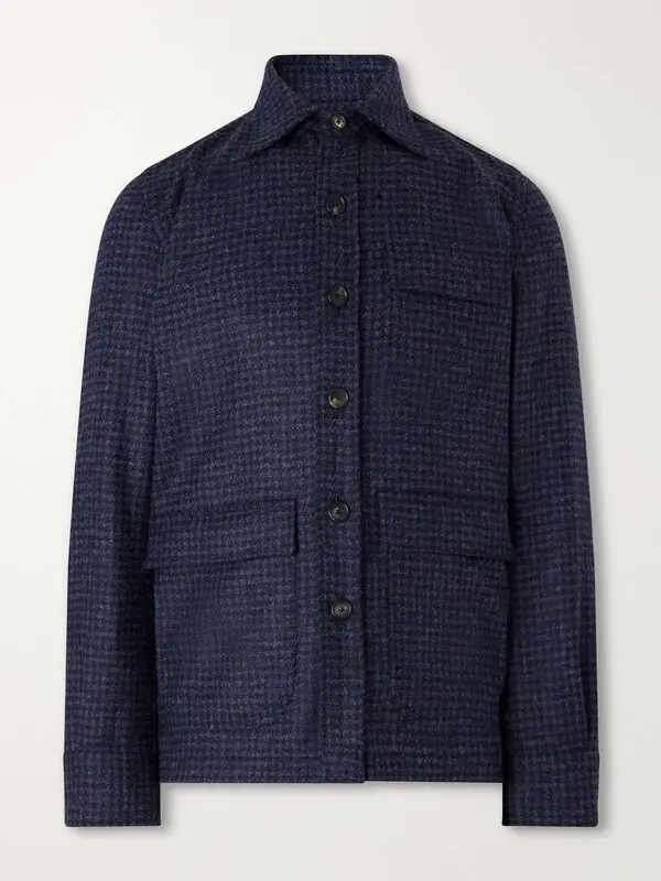 DE PETRILLO Houndstooth Virgin Wool Overshirt