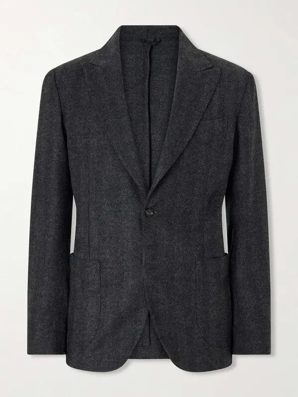 DE PETRILLO Faro Wool And Cashmere-blend Blazer - Dark Gray