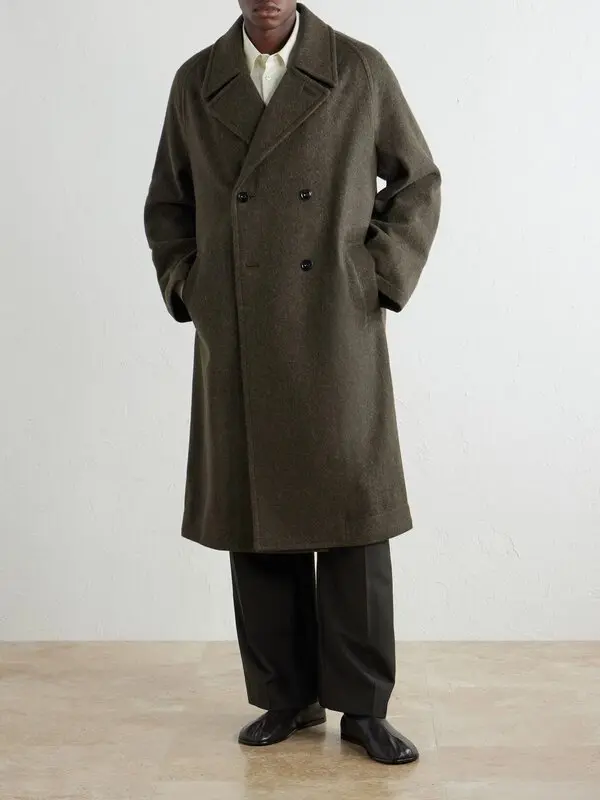 LEMAIRE Double-breasted Wool And Alpaca-blend Felt Coat - Brown