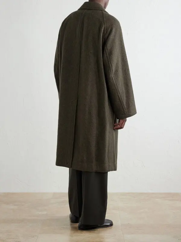 LEMAIRE Double-breasted Wool And Alpaca-blend Felt Coat - Brown
