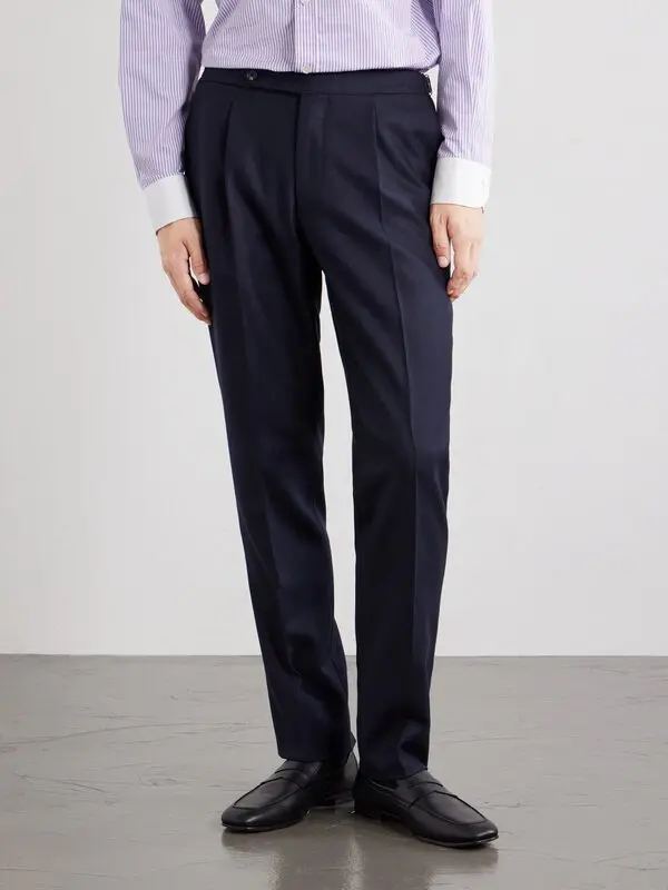 DE PETRILLO Straight-leg Pleated Virgin Wool Trousers