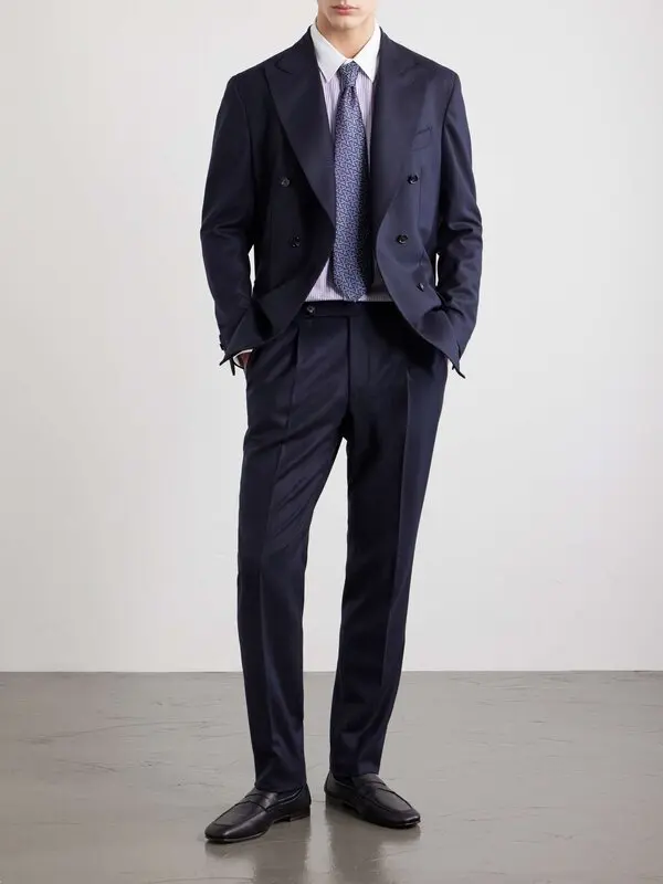 DE PETRILLO Straight-leg Pleated Virgin Wool Trousers