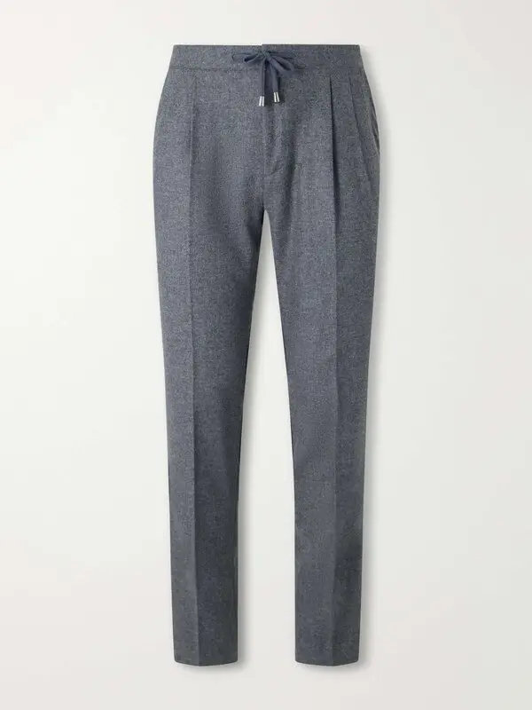 DE PETRILLO Straight-leg Wool And Cashmere-blend Drawstring Suit Trousers