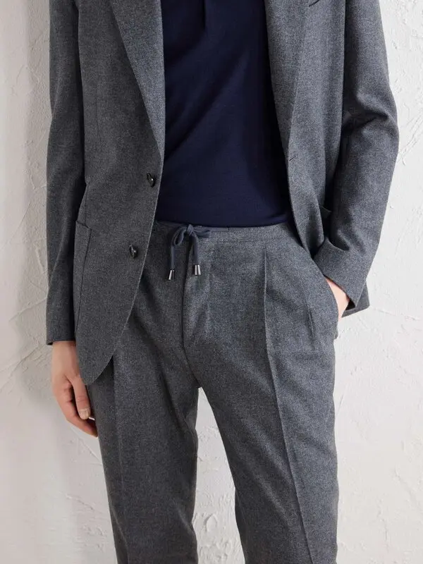 DE PETRILLO Straight-leg Wool And Cashmere-blend Drawstring Suit Trousers