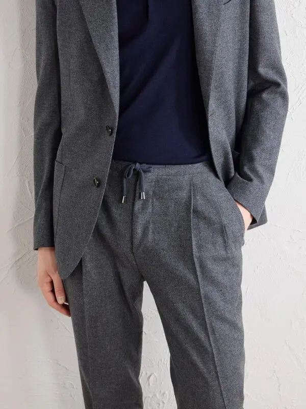 DE PETRILLO Straight-leg Wool And Cashmere-blend Drawstring Suit Trousers