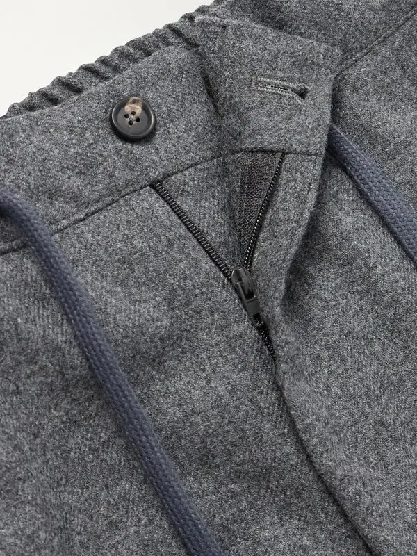 DE PETRILLO Straight-leg Wool And Cashmere-blend Drawstring Suit Trousers