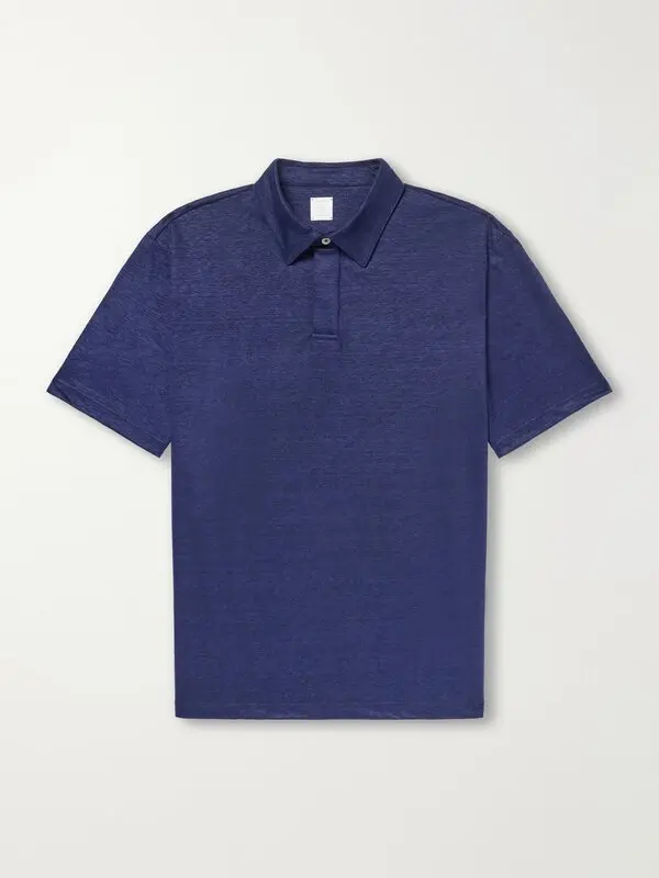 Eleventy Linen-jersey Polo Shirt - Blue