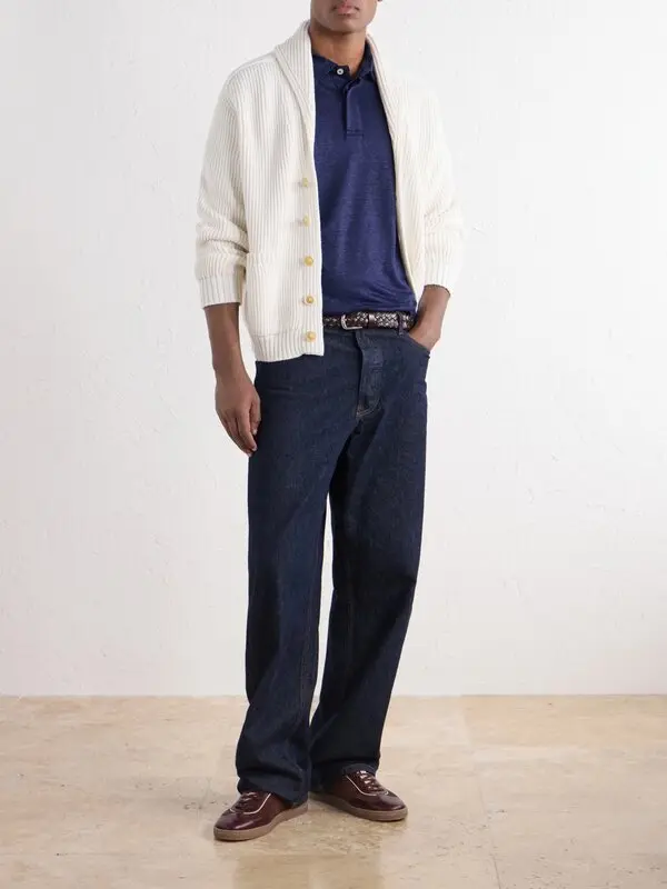 Eleventy Linen-jersey Polo Shirt