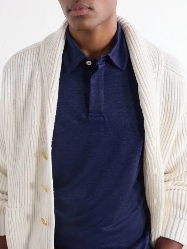 Eleventy Linen-jersey Polo Shirt
