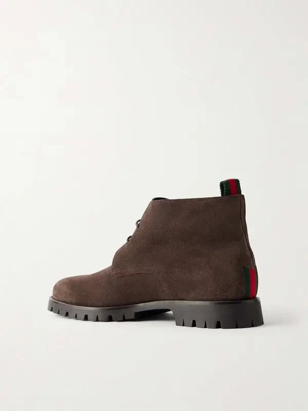 Gucci Sylke Web-trimmed Suede Boots