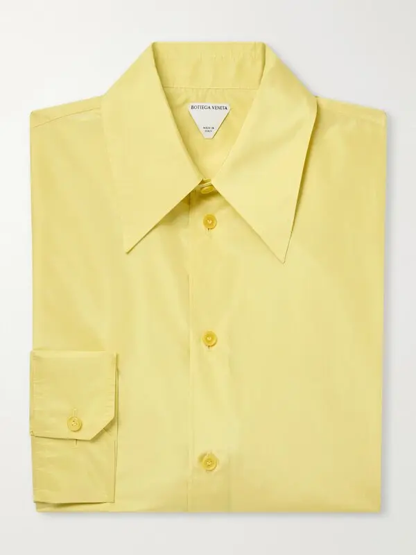 Bottega Veneta Classic-collar Silk-taffeta Shirt - Yellow