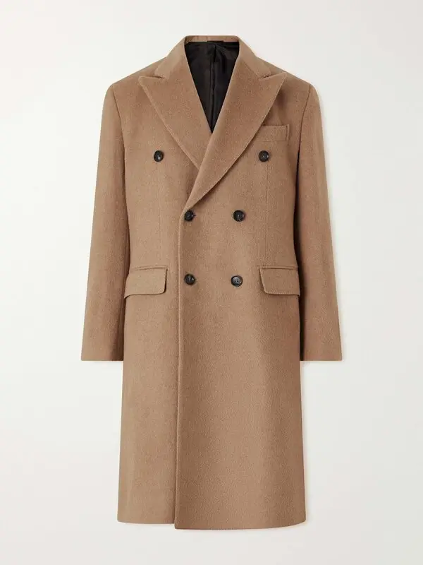 DE PETRILLO Double-breasted Camel Hair Coat - Brown