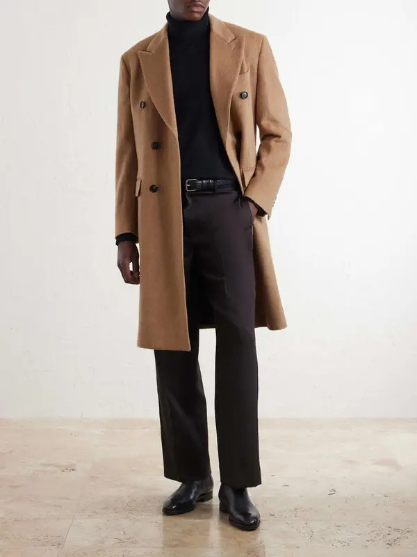 DE PETRILLO Double-breasted Camel Hair Coat