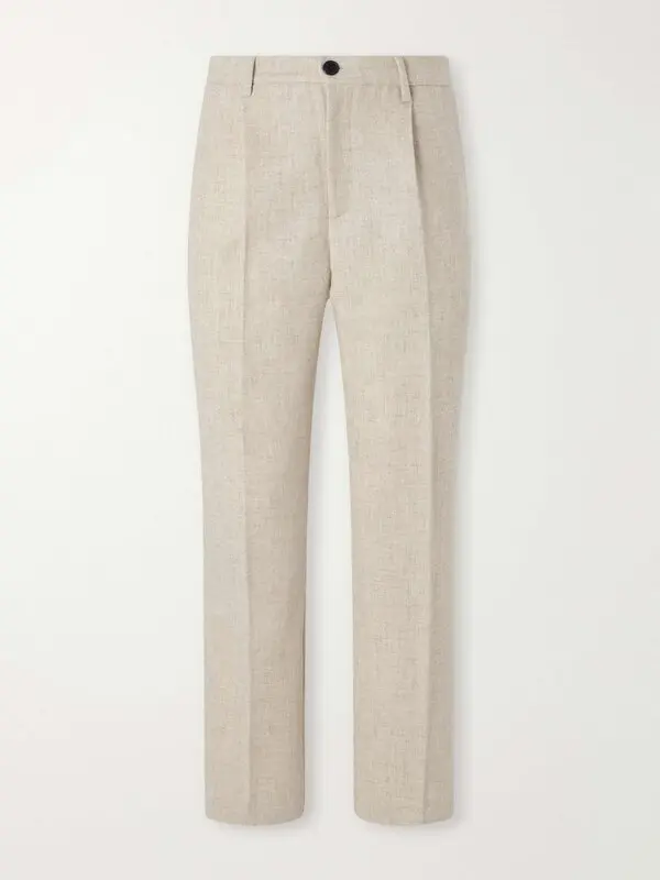 Portuguese Flannel Terroir Straight-leg Pleated Wool-twill Trousers - Ecru