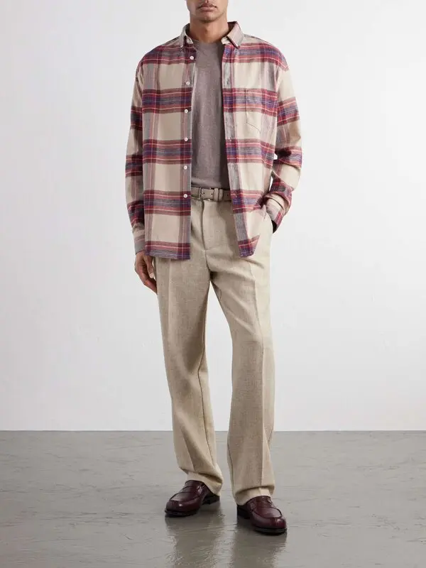 Portuguese Flannel Terroir Straight-leg Pleated Wool-twill Trousers - Ecru