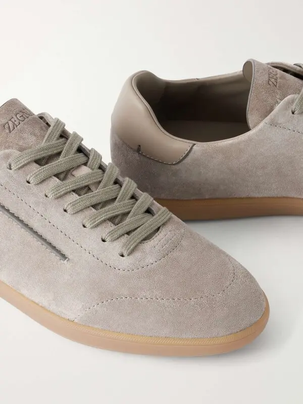 Zegna 232 Leather-trimmed Suede Sneakers