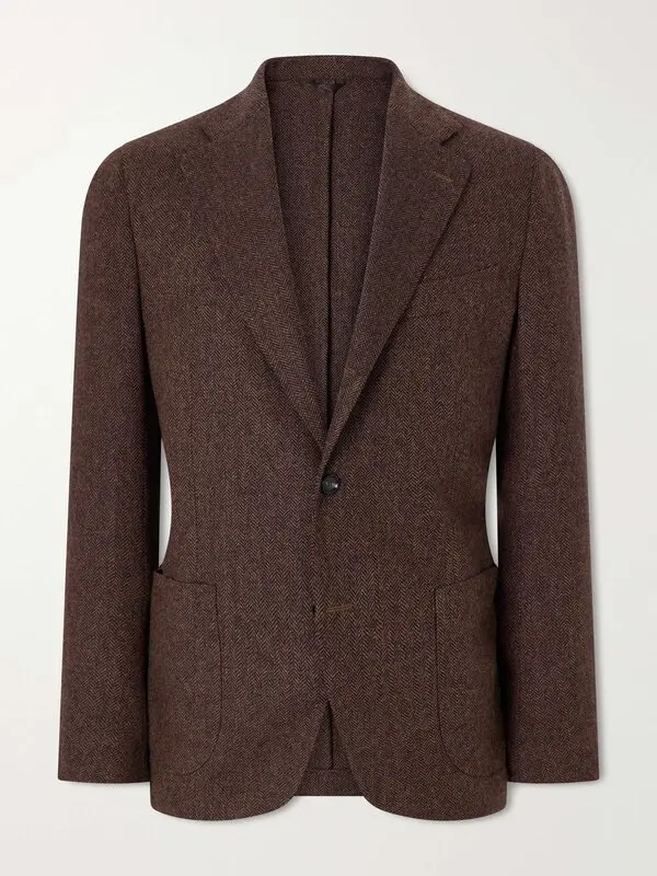DE PETRILLO Posillipo Wool And Cashmere-blend Herringbone Blazer