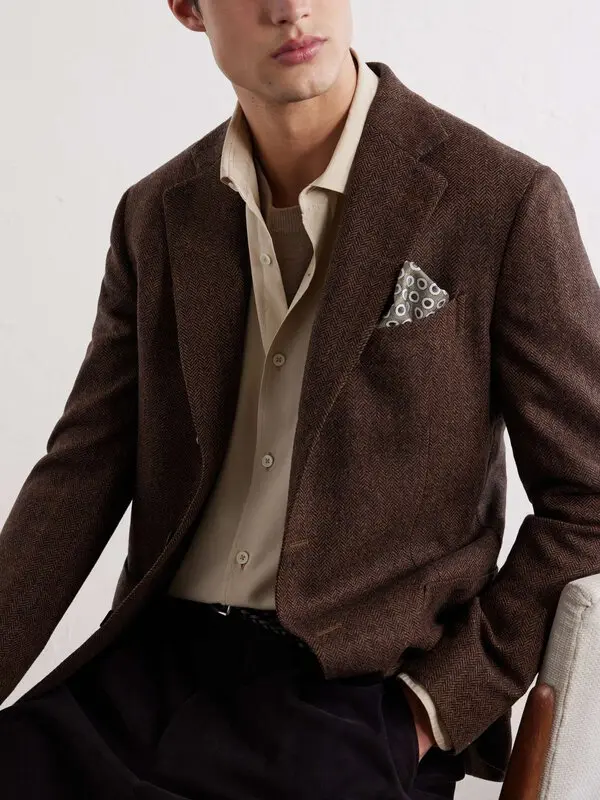 DE PETRILLO Posillipo Wool And Cashmere-blend Herringbone Blazer