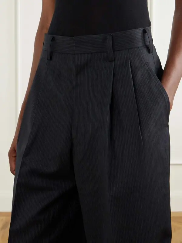 Junya Watanabe Pinstriped Wool-blend Wide-leg Pants